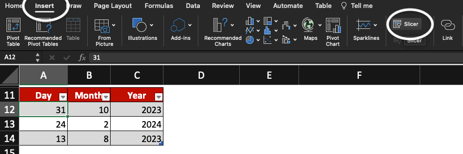 How to Insert Slicers in Excel