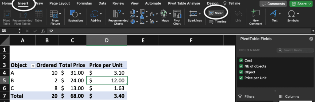 How to Insert Slicers in Excel
